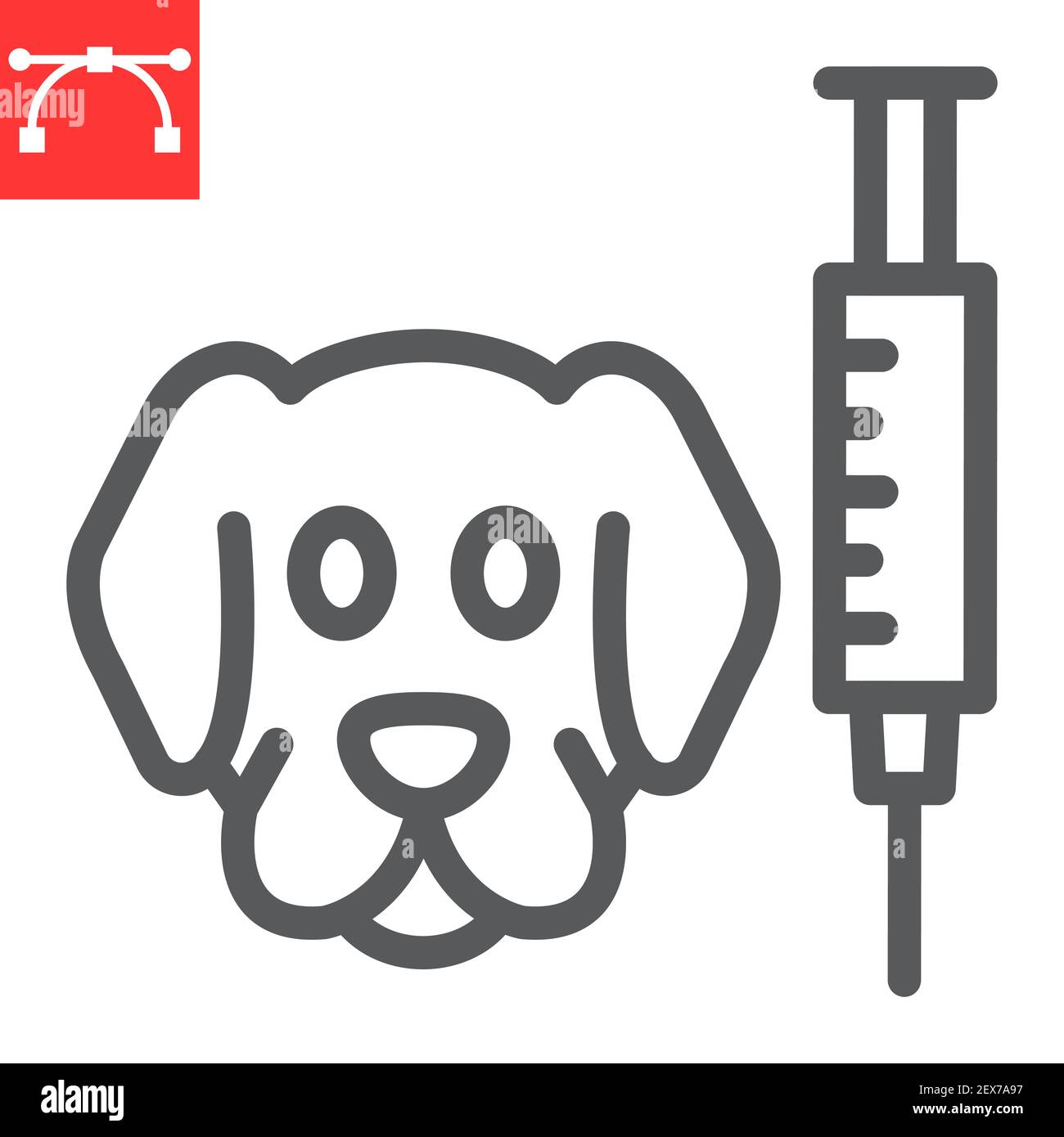 Dog vaccination line icon, vaccine and injection, pet vaccination ...