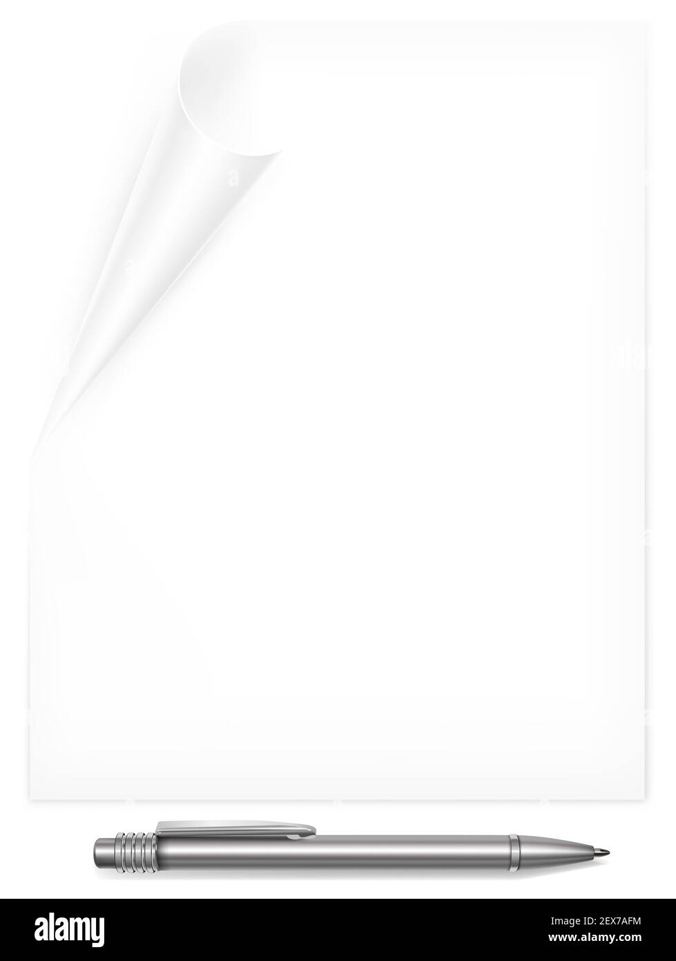 Sheet of paper and pen Cut Out Stock Images & Pictures - Alamy