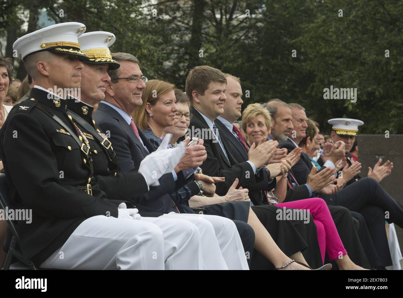 Marine Corps Barracks Commanding Officer Col. Benjamin Watson (left ...