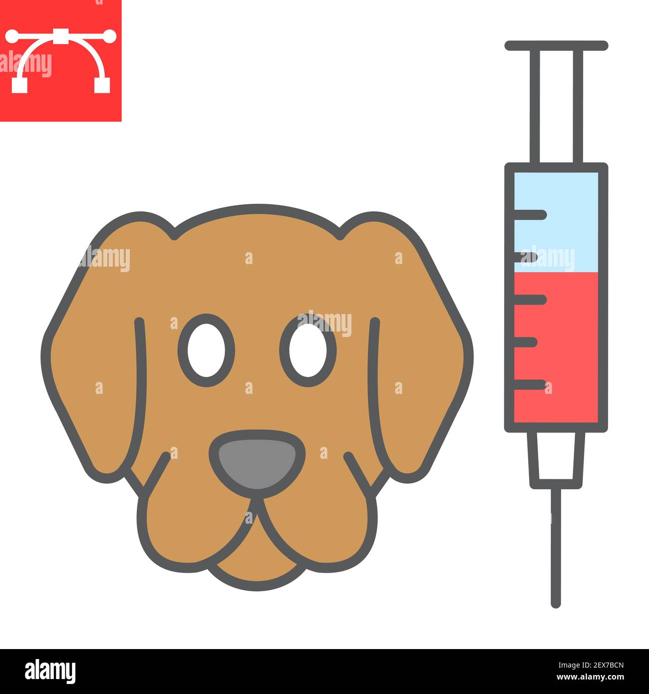 Dog vaccination color line icon, vaccine and injection, pet vaccination ...