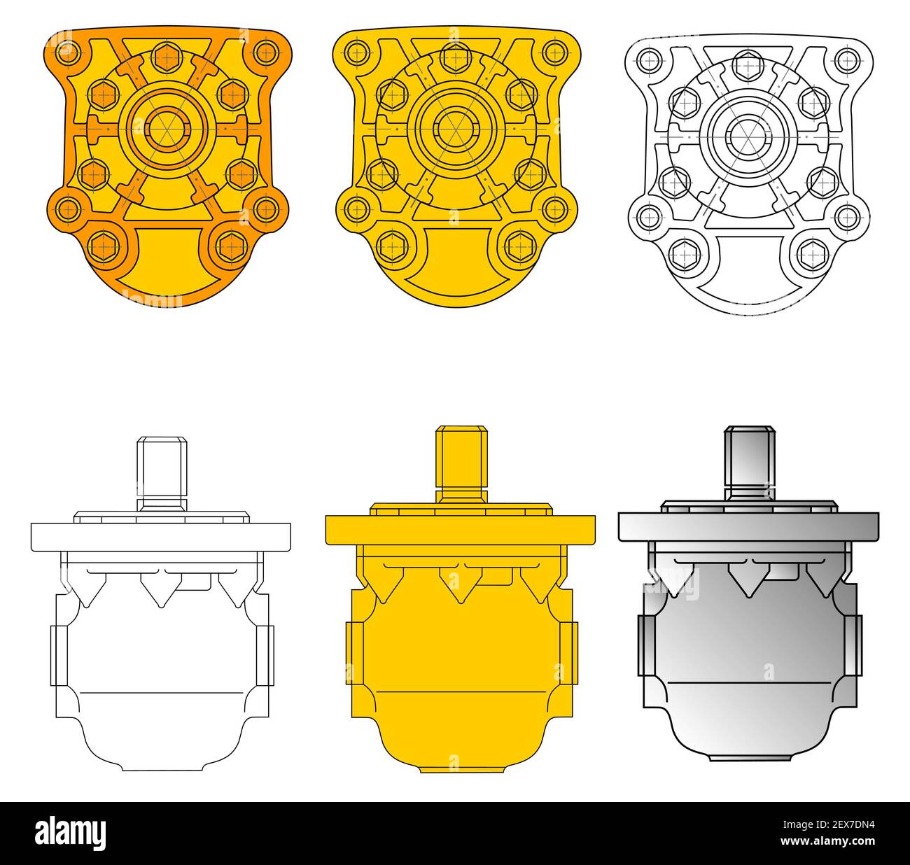 Technical drawing engine Cut Out Stock Images & Pictures - Alamy