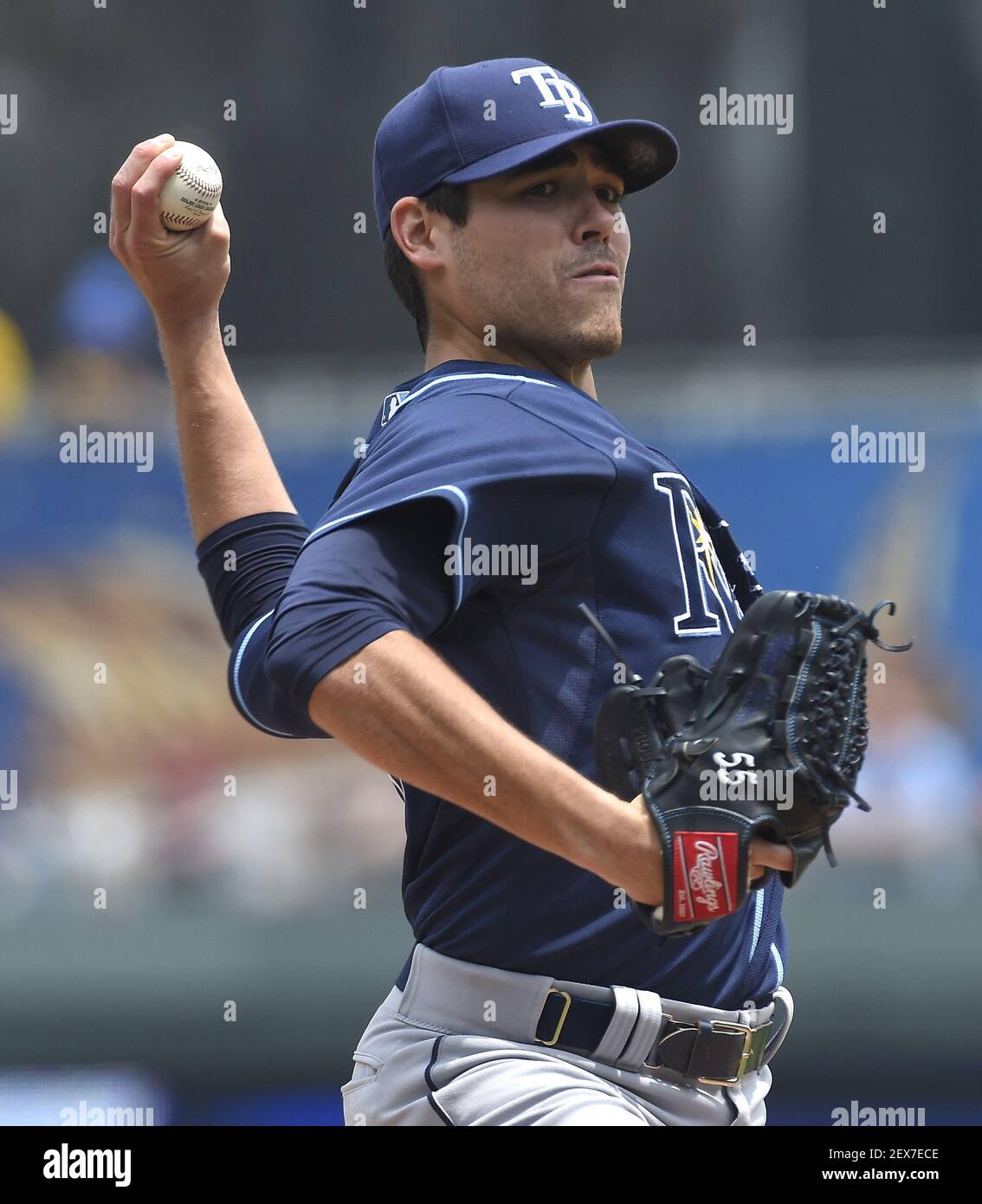 Tampa Bay Rays starting pitcher Matt Moore (55) throws during Tuesday's ...