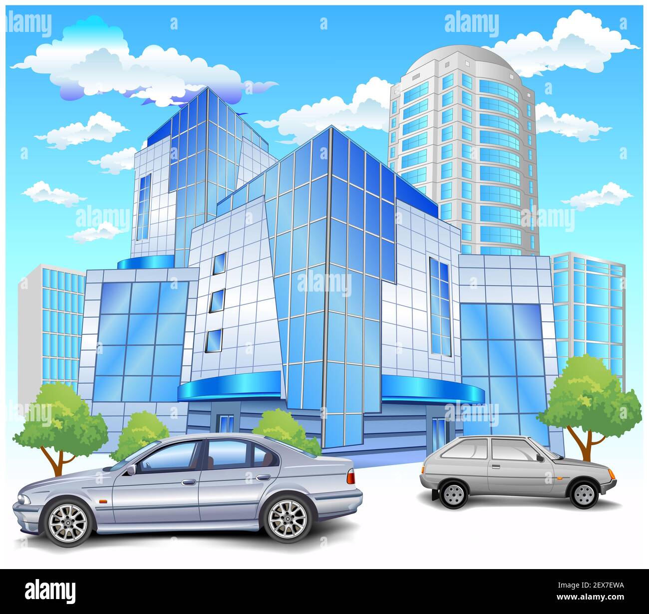 Building with parking Stock Photo - Alamy