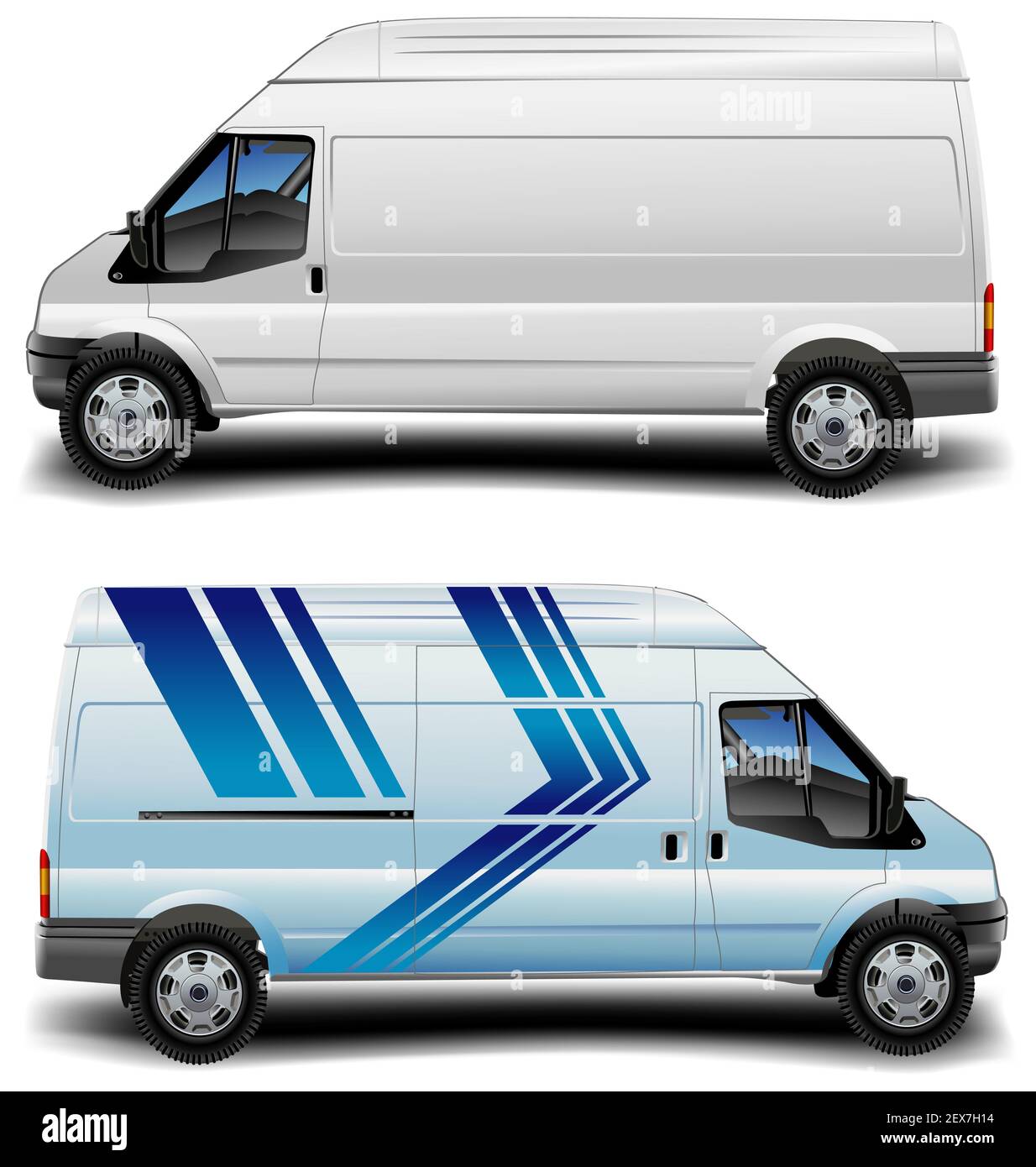 Minibus in blue Stock Photo - Alamy