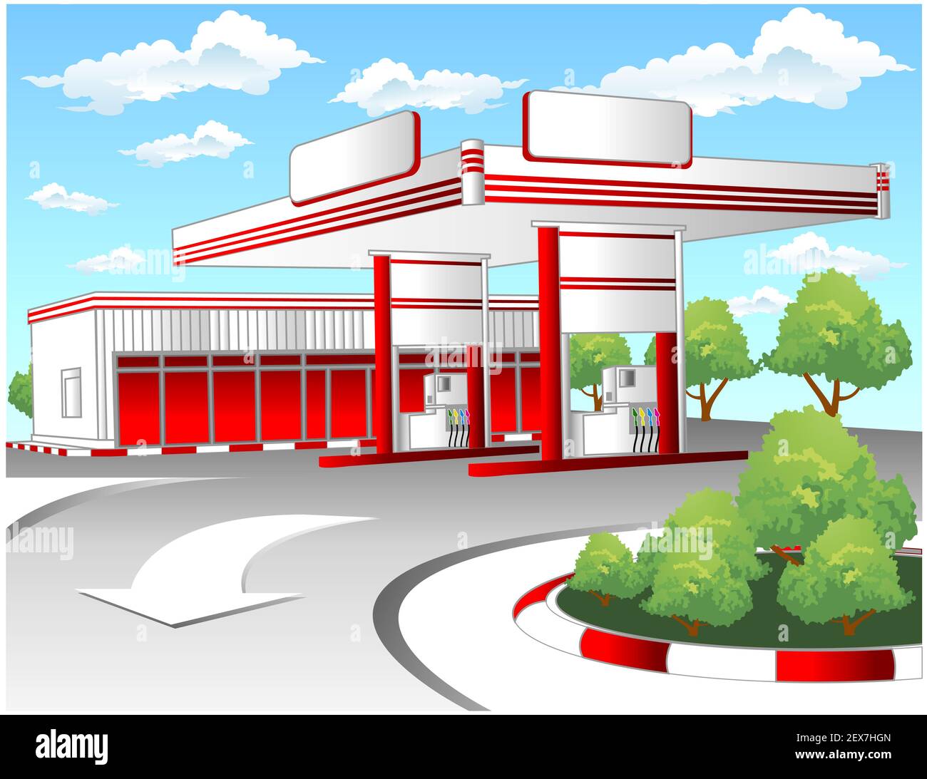 Red refuel station Stock Photo - Alamy