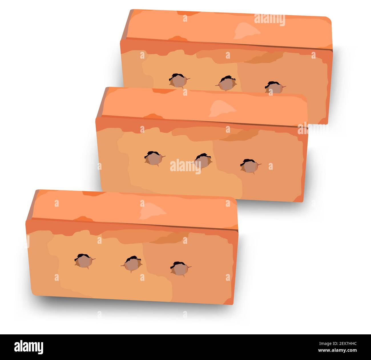 Three red bricks Stock Photo - Alamy