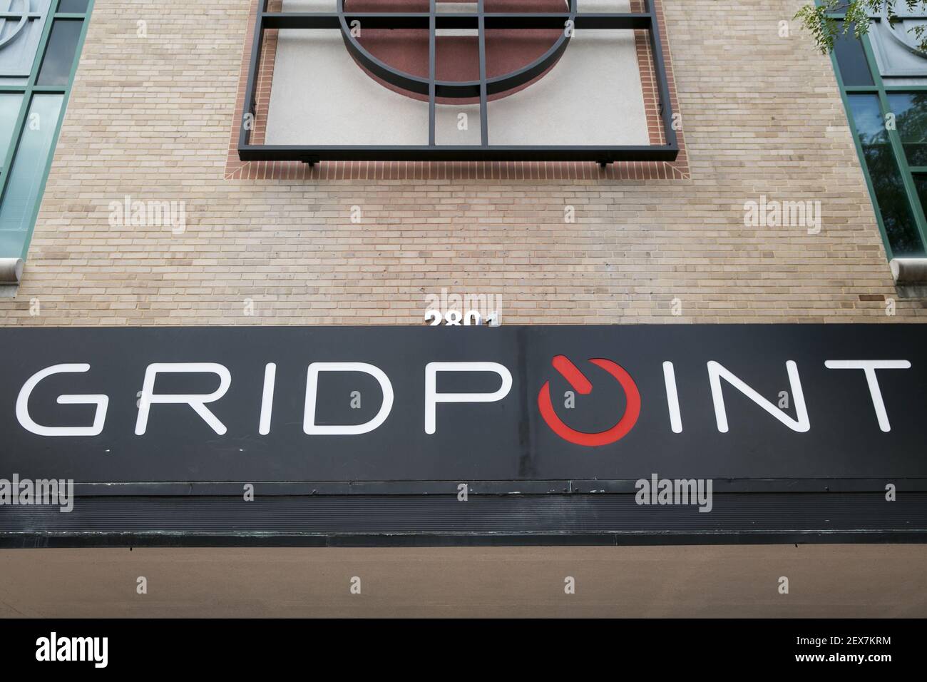A logo sign outside of the headquarters of GridPoint in Arlington, Virginia on July 12, 2015 ...