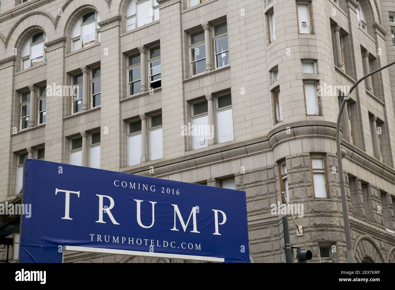 Donald Trump logo signs surrounding the Old Post Office Pavilion ...