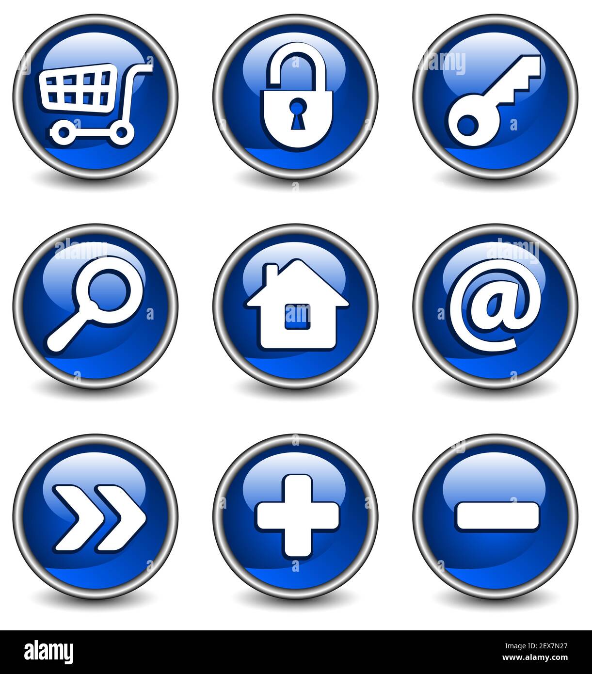 Icons in blue Stock Photo - Alamy