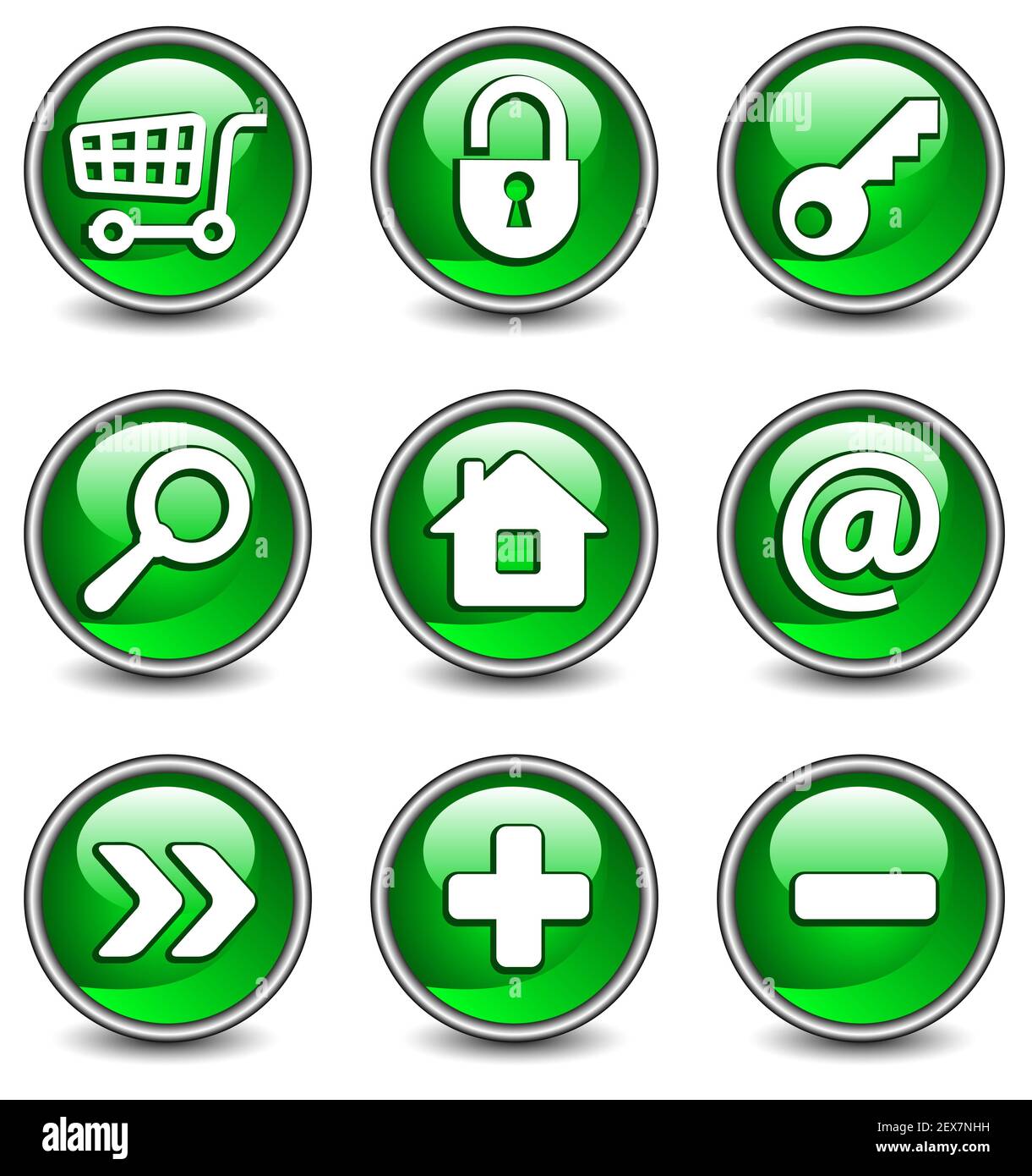 Icons in green Stock Photo - Alamy