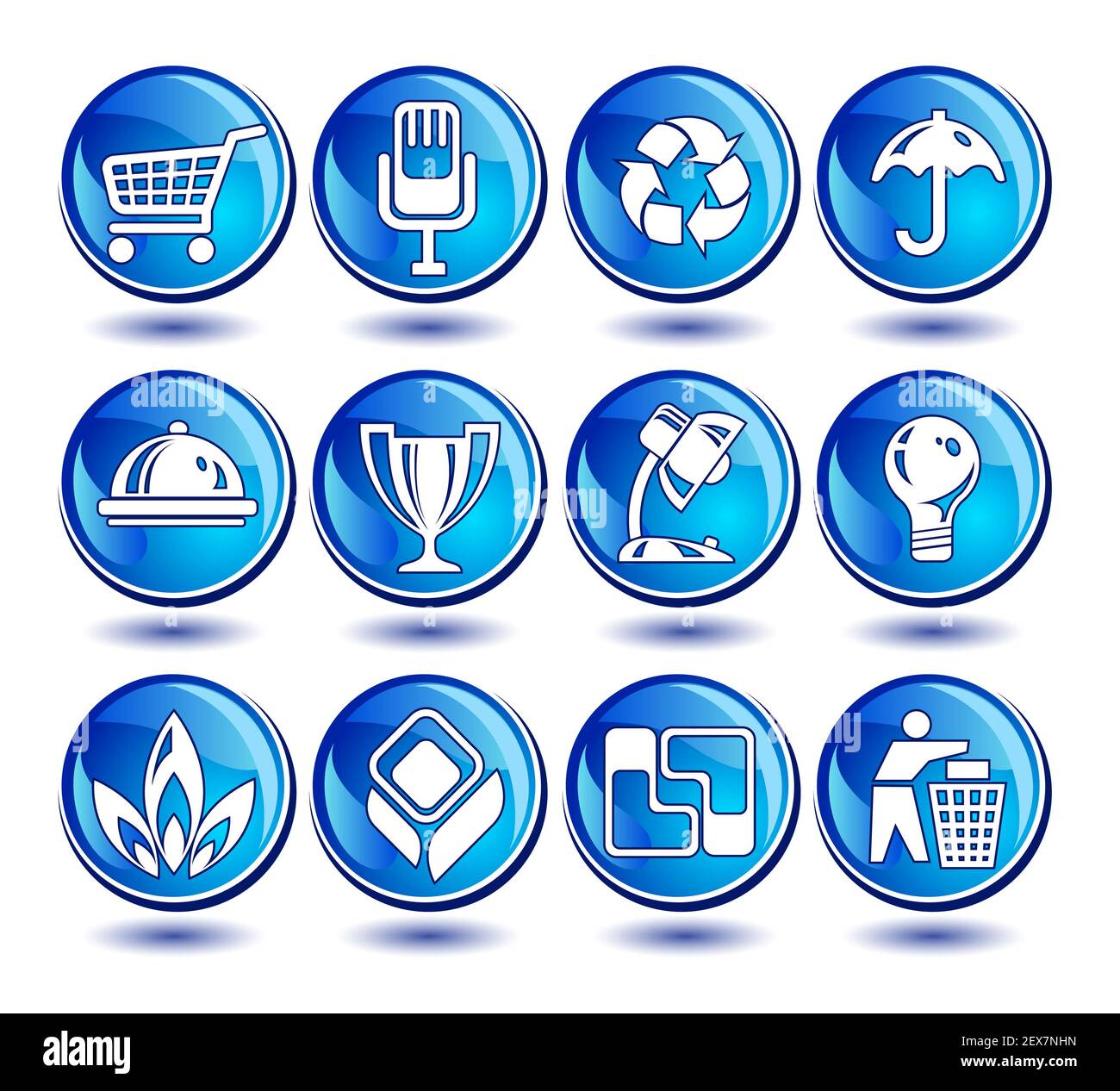 Icons in blue Stock Photo - Alamy