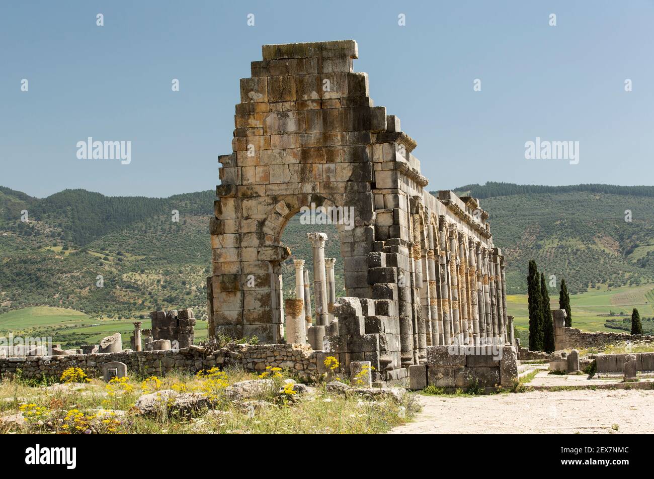 Morocco, Meknes, Volubilis, Roman ruins circa 3 BC to AD 40, the ...