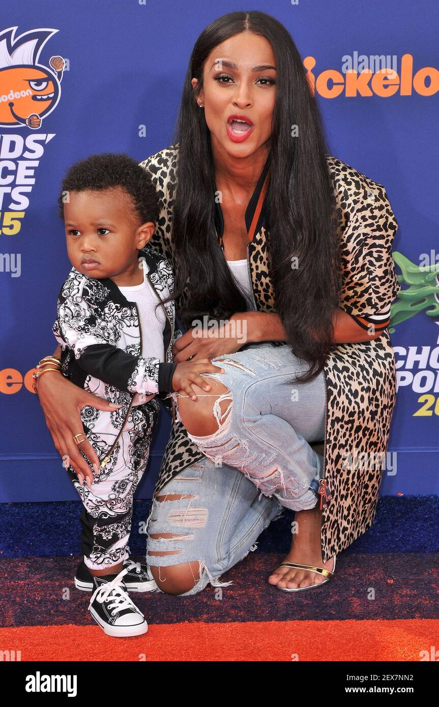 (L-R) Future Zahir Wilburn and Ciara arrives at the Nickelodeon's Kids ...