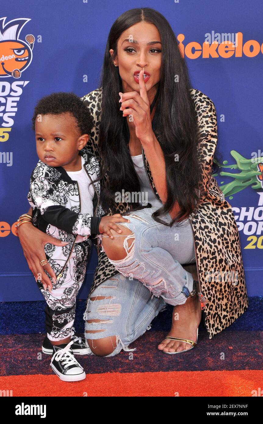 (L-R) Future Zahir Wilburn and Ciara arrives at the Nickelodeon's Kids ...