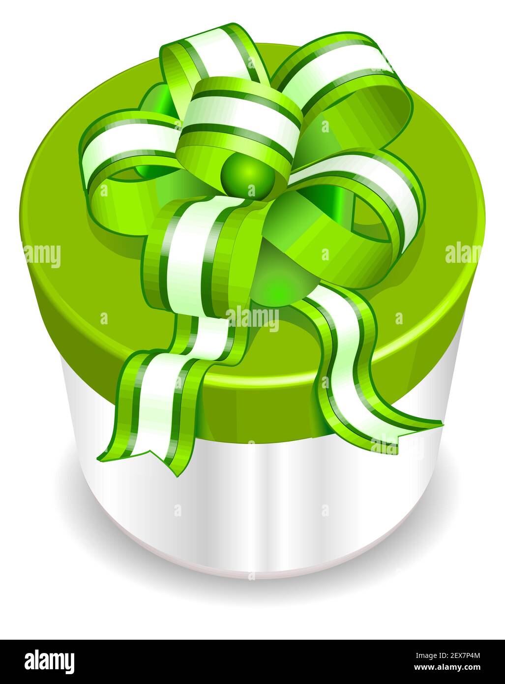 White box with green ribbon Stock Photo - Alamy