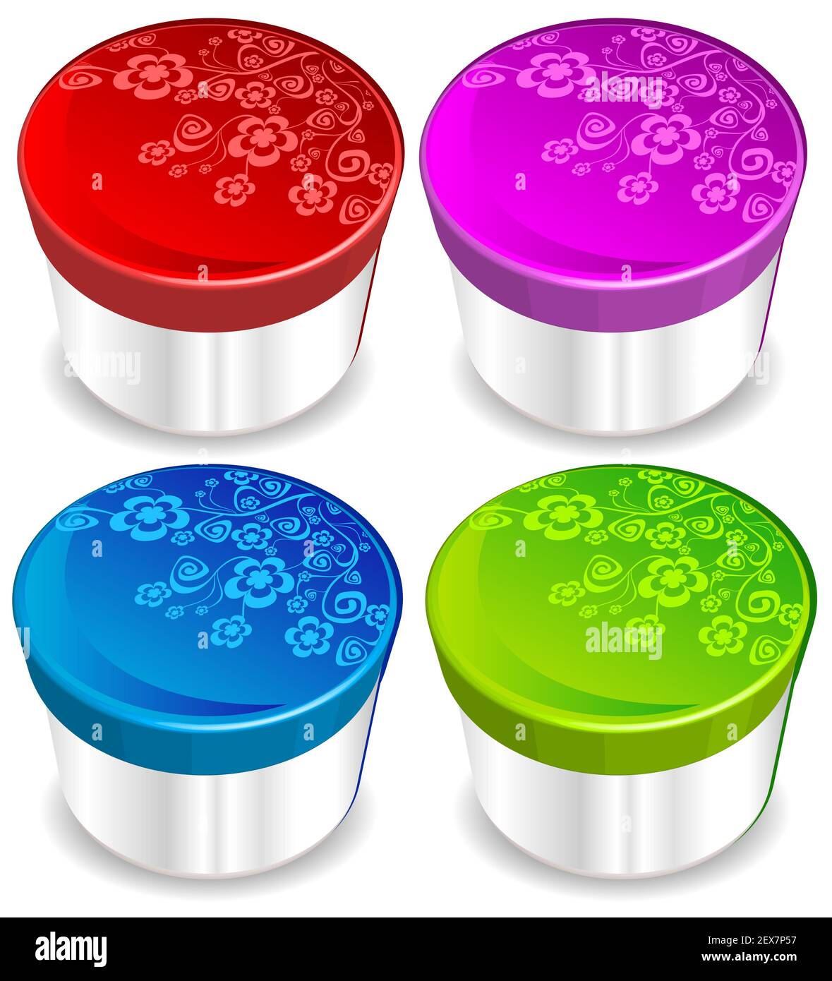 White boxes with floral pattern Stock Photo - Alamy