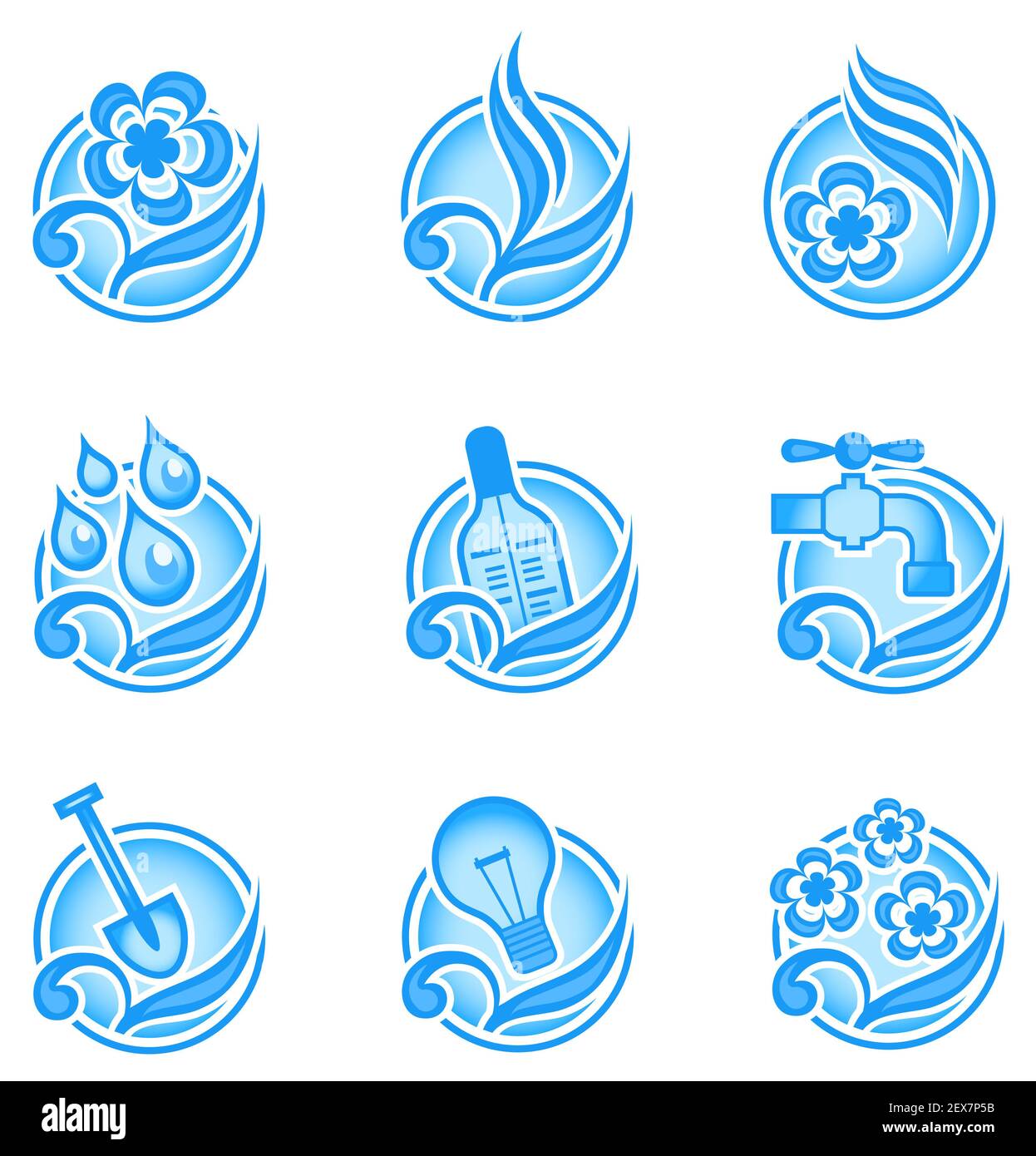 Environmental icons in blue Stock Photo - Alamy