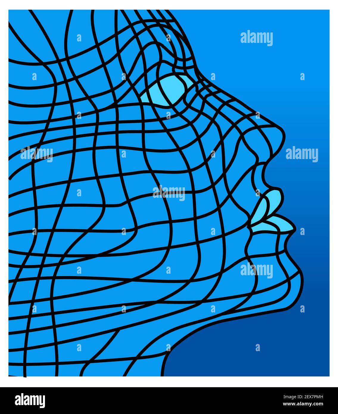 Face in blue Stock Photo - Alamy