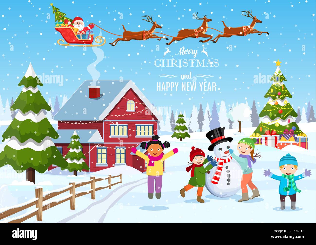 Snow covered park landscape Stock Vector Images - Alamy