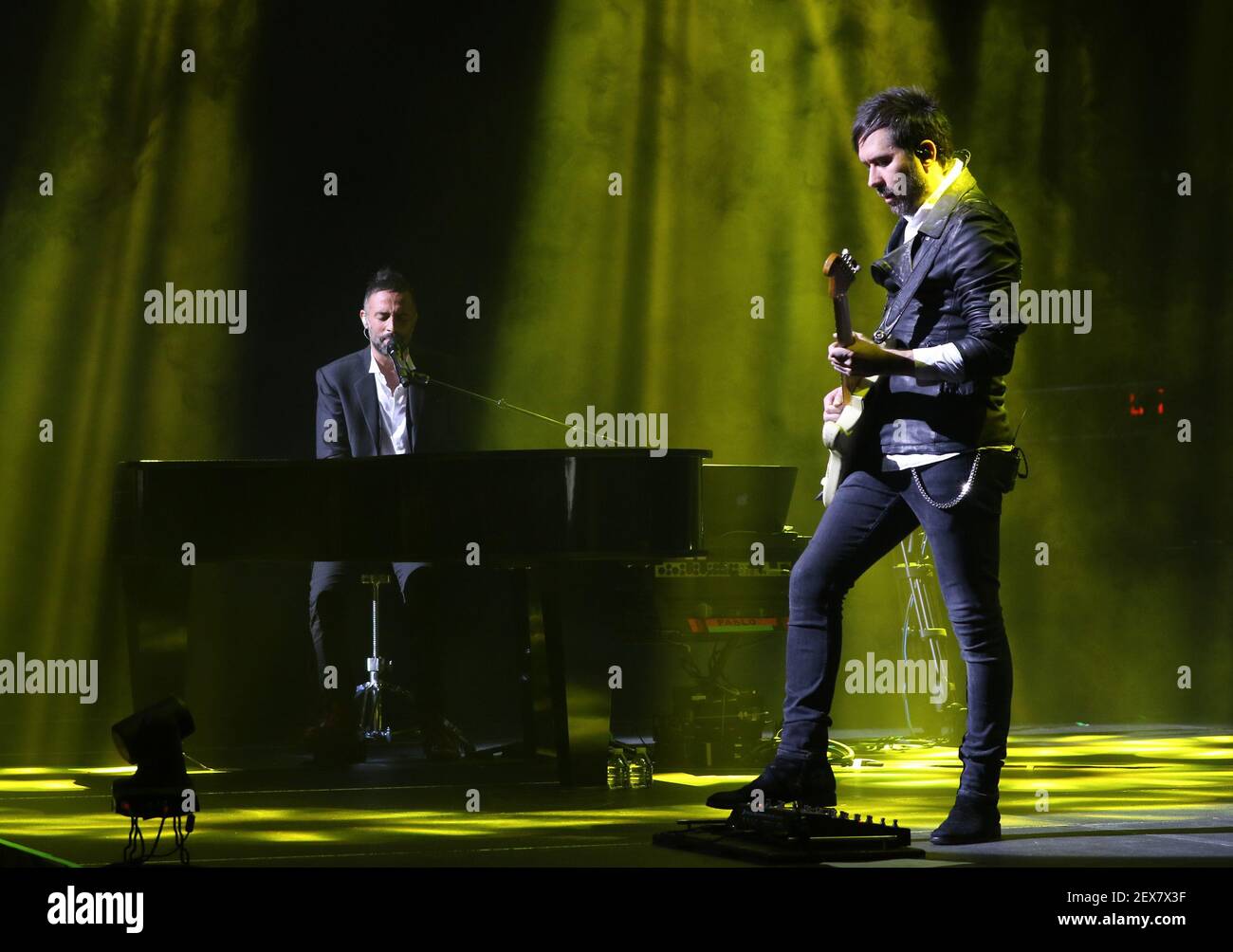 FL: Mario Domm and Pablo Hurtado of Camila perform during the Camila ...