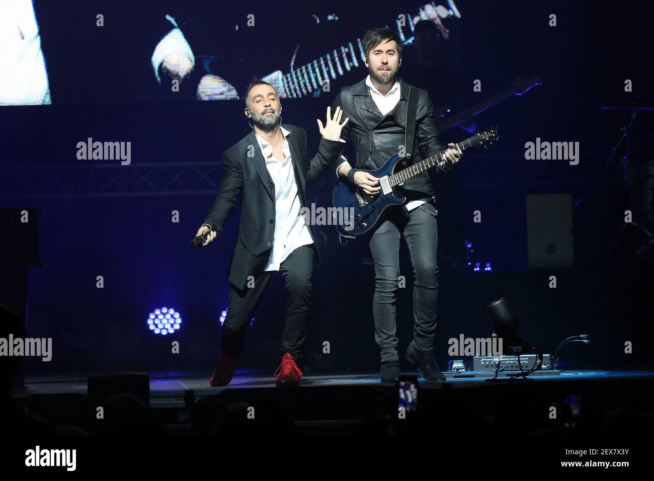 FL: Mario Domm and Pablo Hurtado of Camila perfors during the Camila ...