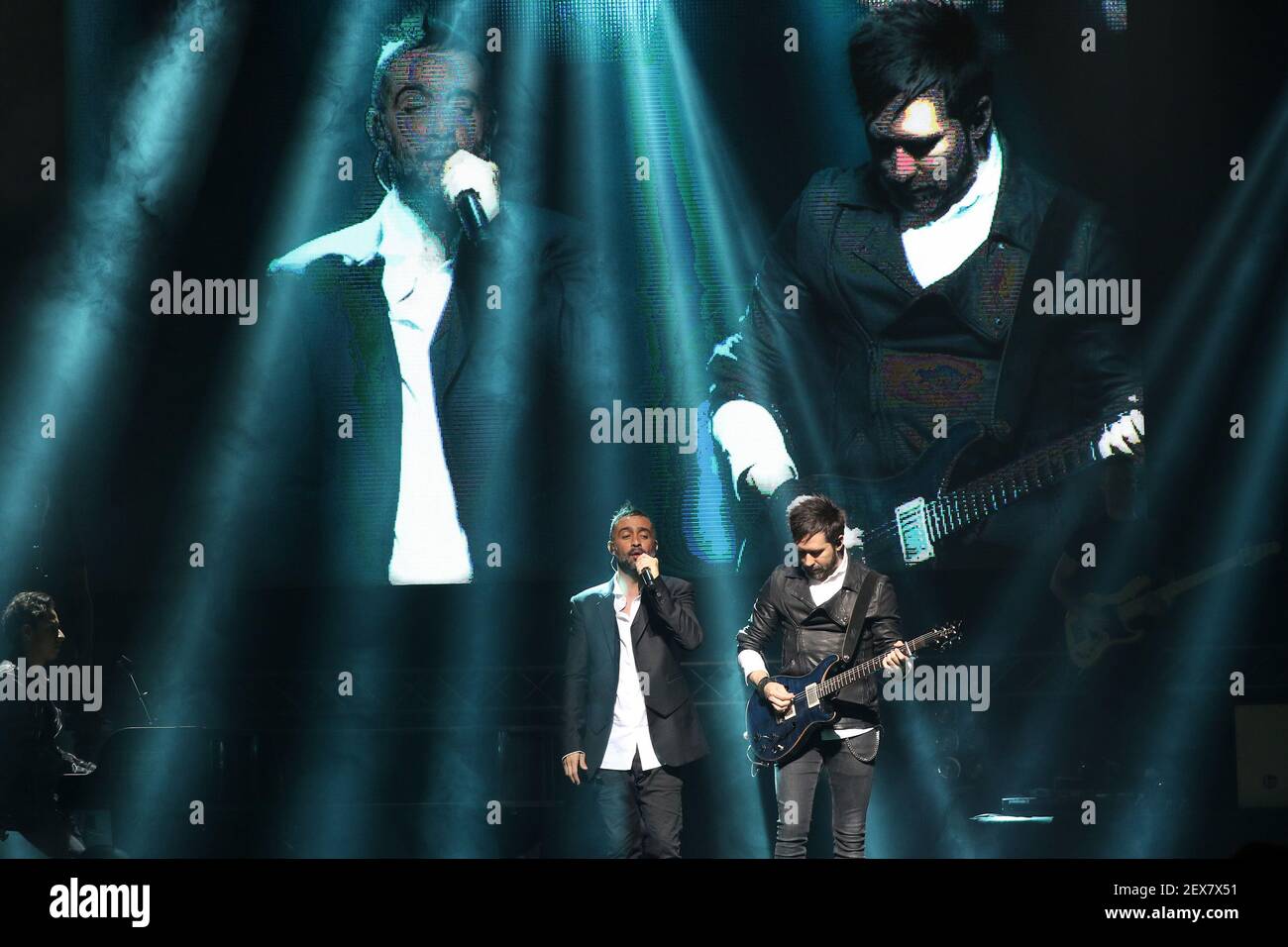 FL: Mario Domm and Pablo Hurtado of Camila perform during the Camila ...