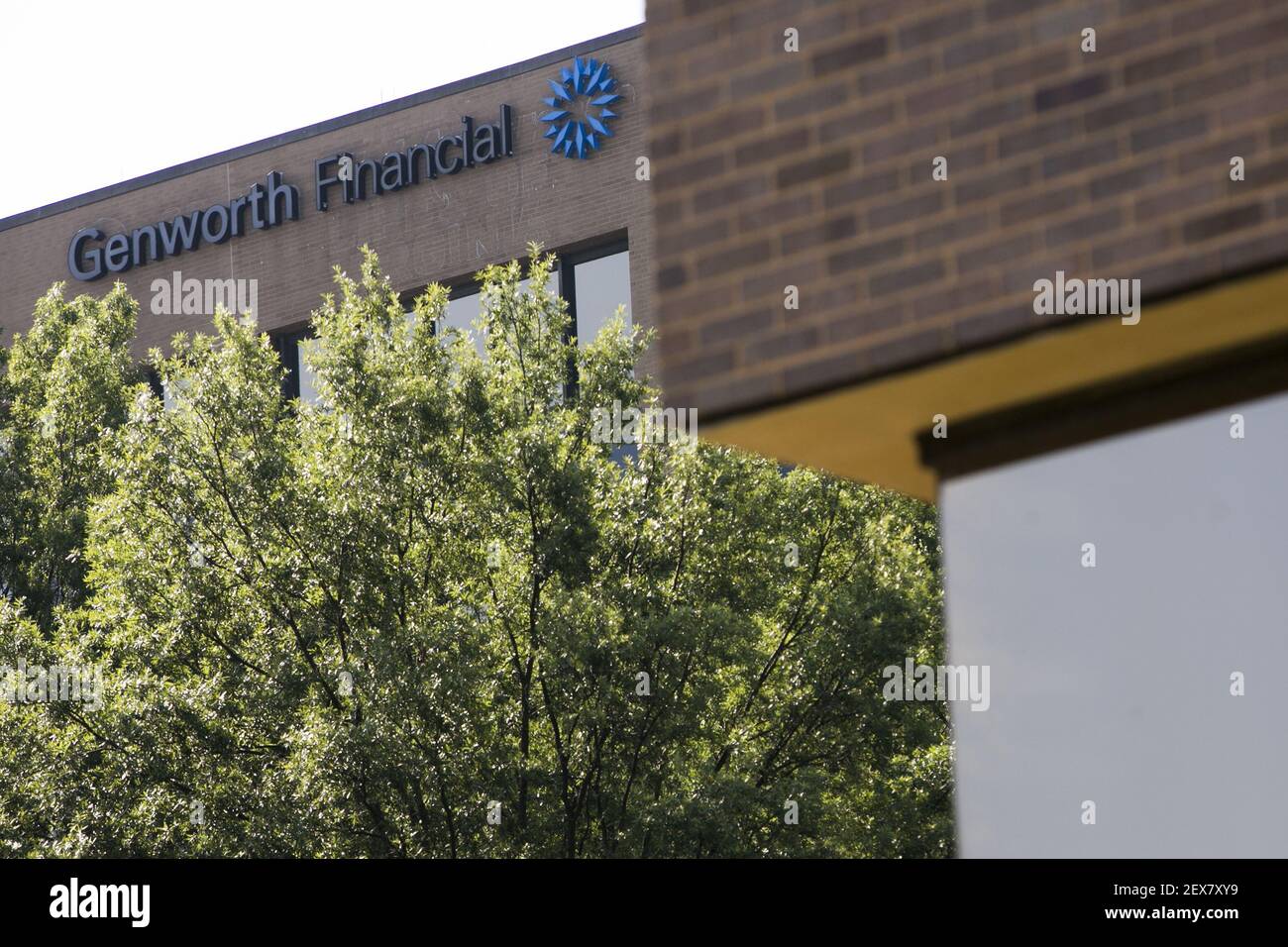 A logo sign outside of the headquarters of Genworth Financial in Richmond, Virginia on July 19 ...