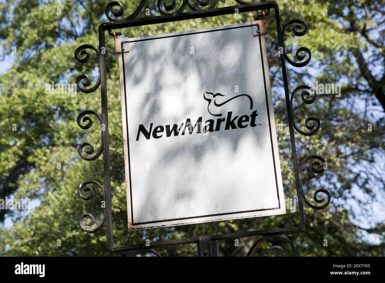A logo sign outside of the headquarters of the NewMarket Corporation in ...