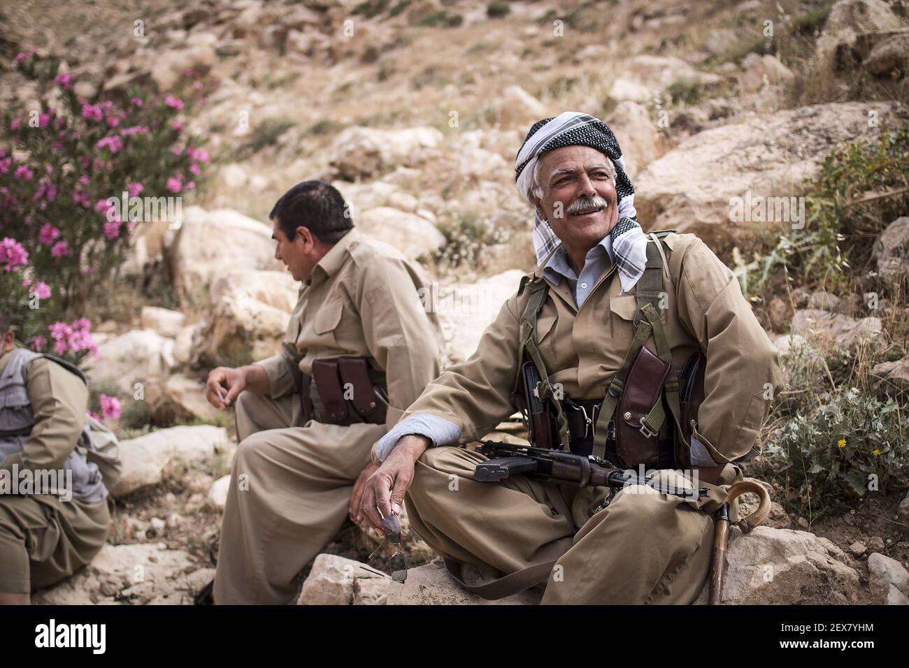 A peshmerga smile during their rest. Peshmergas were trained on the ...