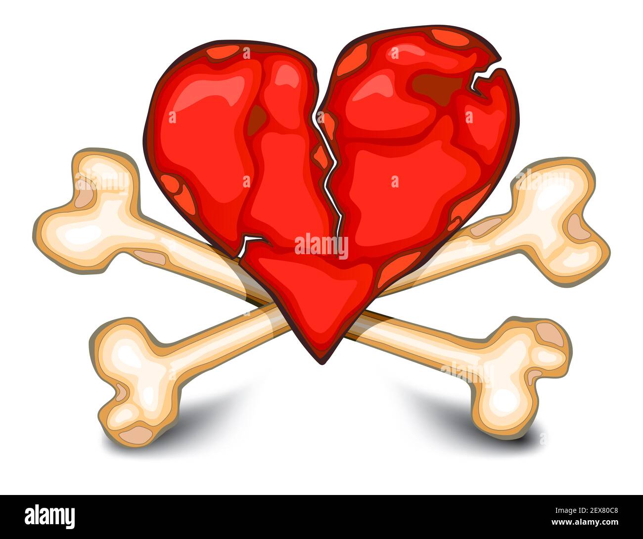 Heart & bones on white Stock Photo - Alamy