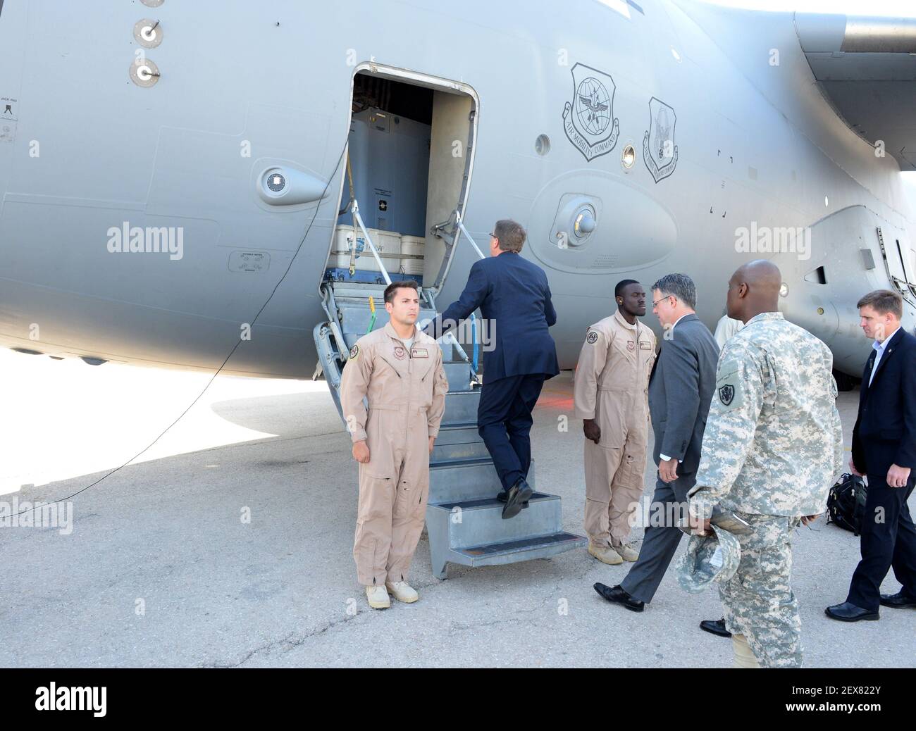 Secretary of Defense Ash Carter departs Amman, Jordan on July 23, 2015. (Photo by U.S. Army Sgt ...