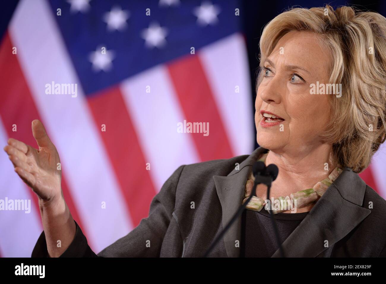 Hillary Clinton holds a press conference to discuss her economic vision ...