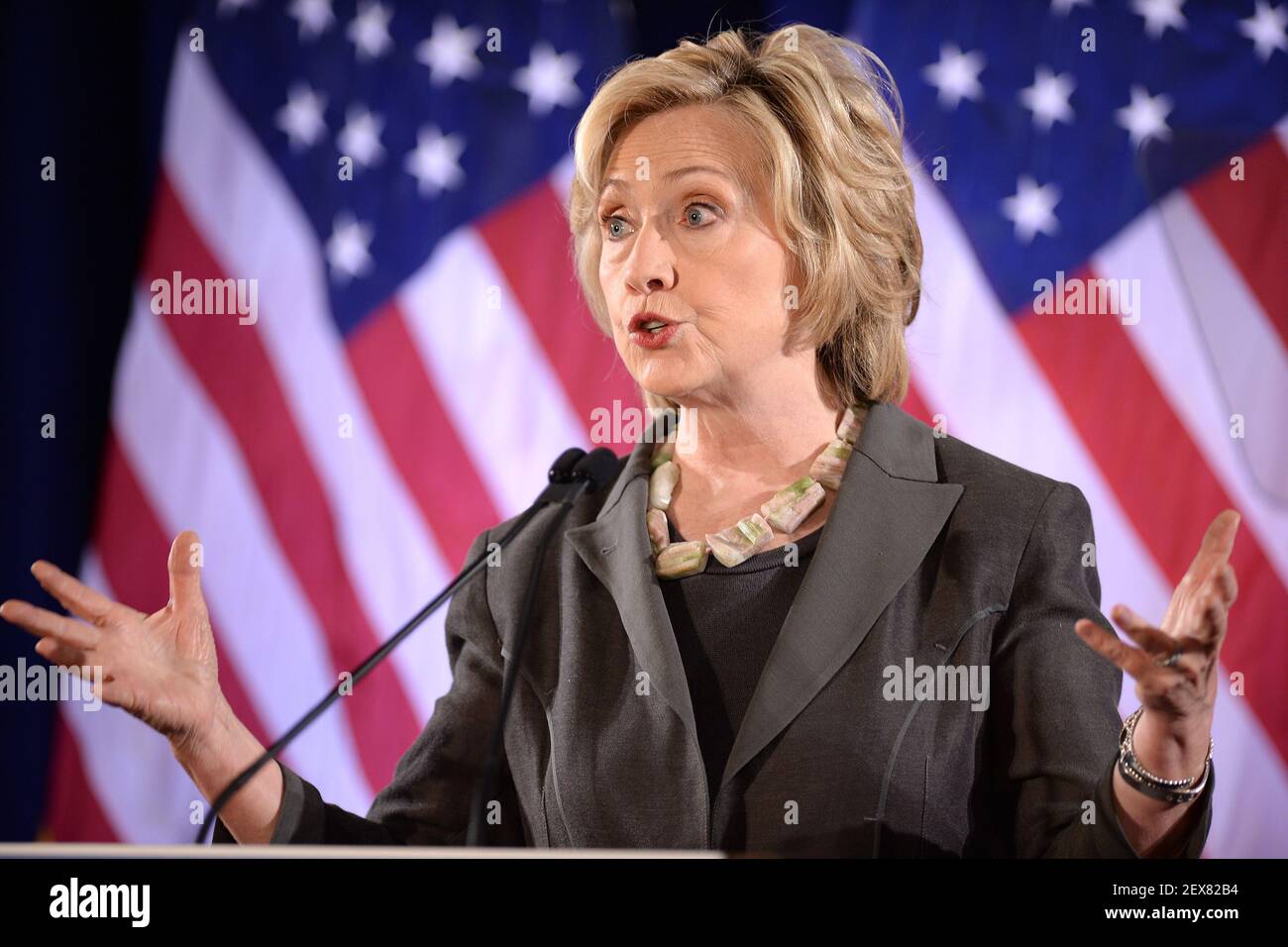 Hillary Clinton holds a press conference to discuss her economic vision ...