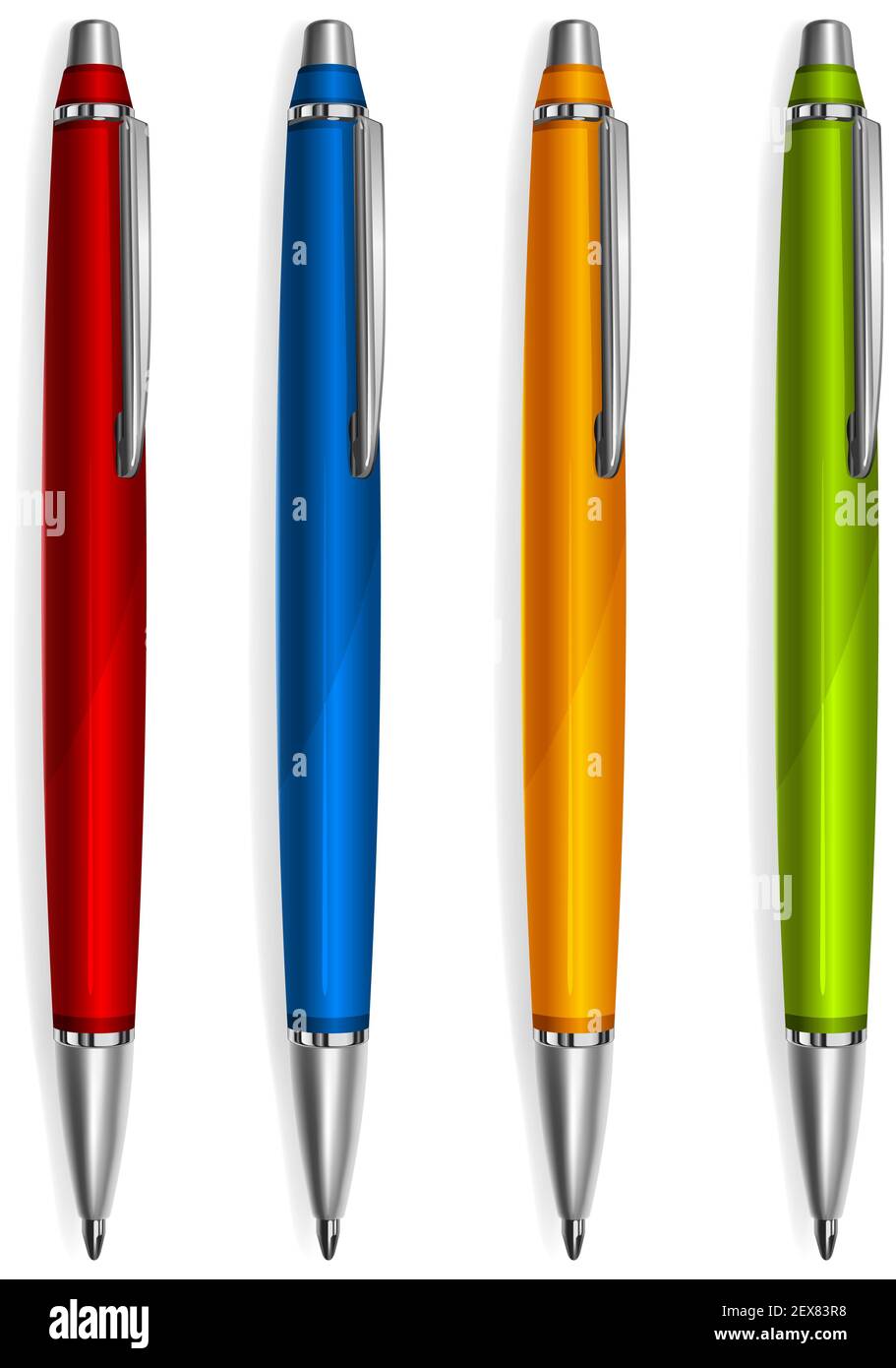 Row green pens hi-res stock photography and images - Alamy