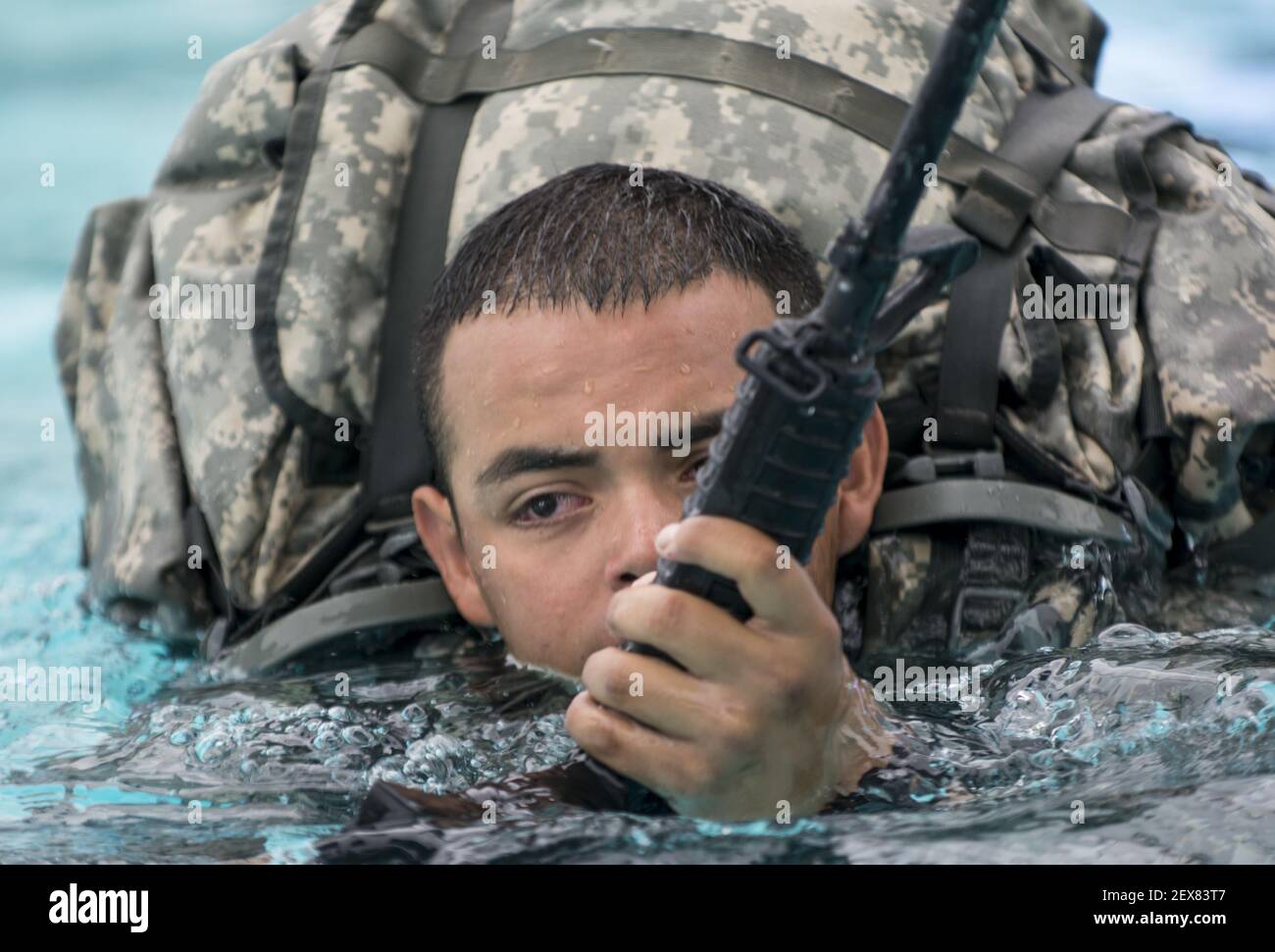 A U.S. Army Reserve combat engineer Soldier from the 374th Engineer ...