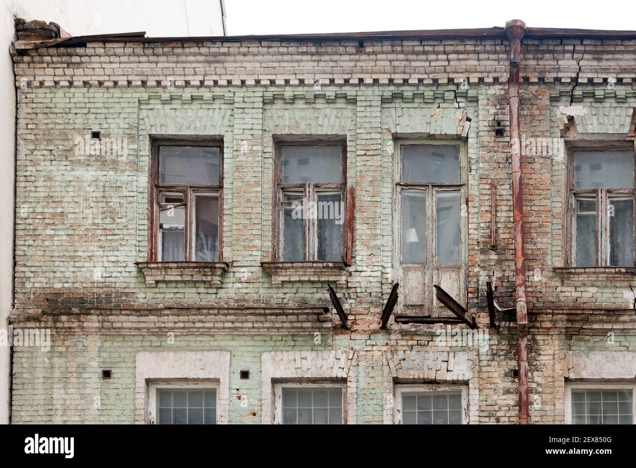 Old destroyed and abandoned ruin building. Vintage damaged house ...