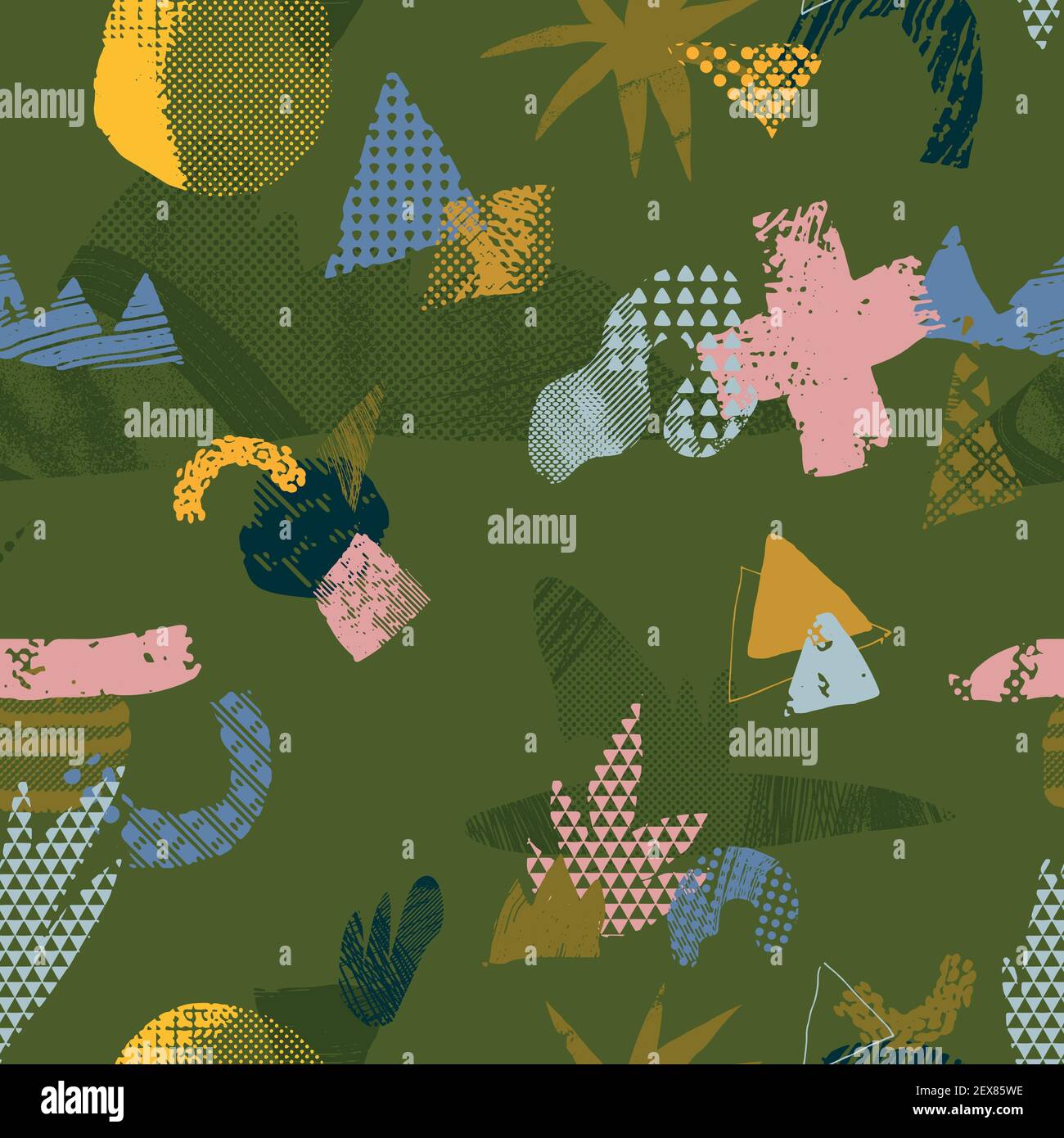 Vector abstract seamless pattern with natural and geometric motives ...