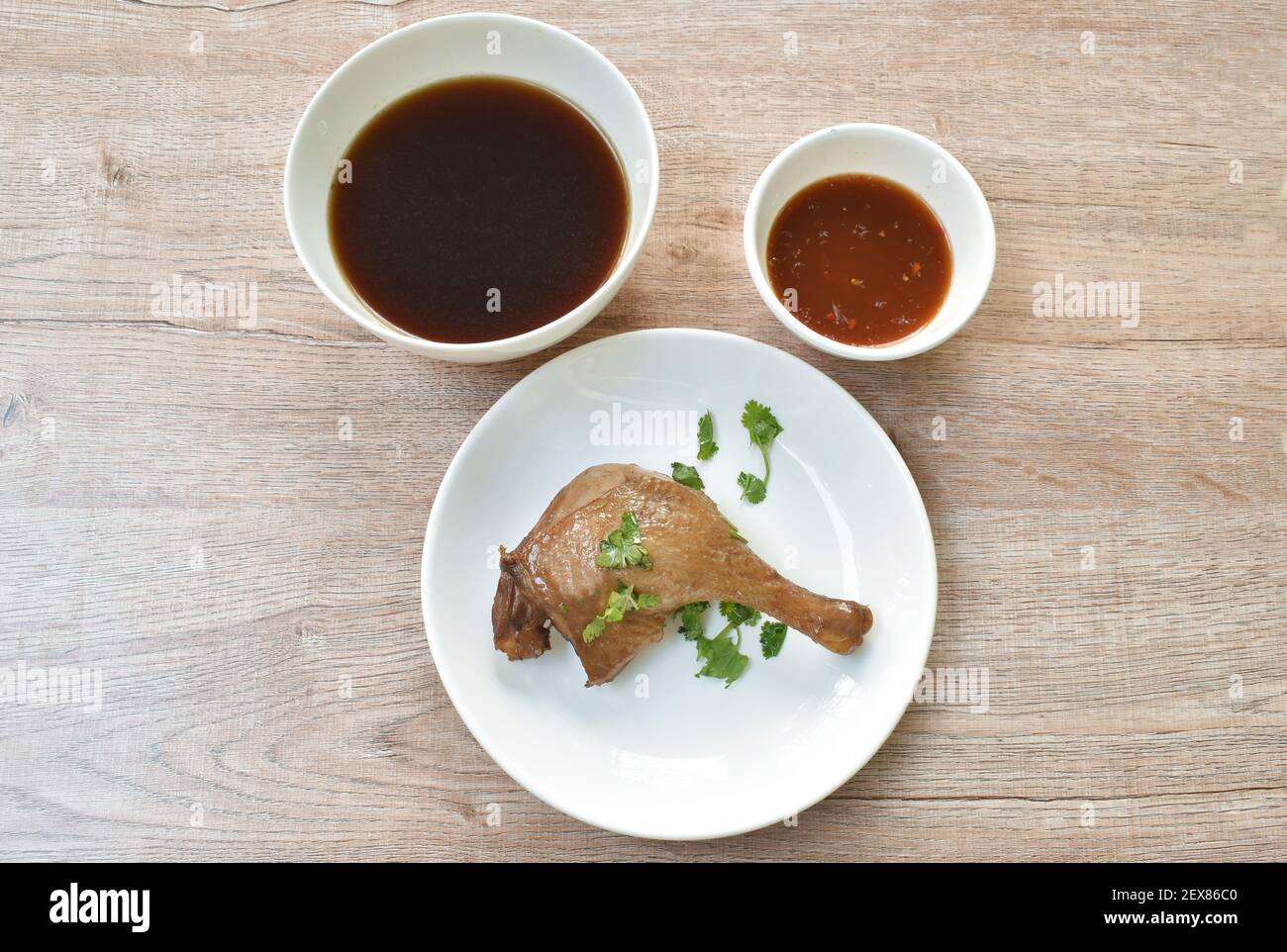 boiled duck leg in black soybean sauce dipping spicy chili sauce Stock ...