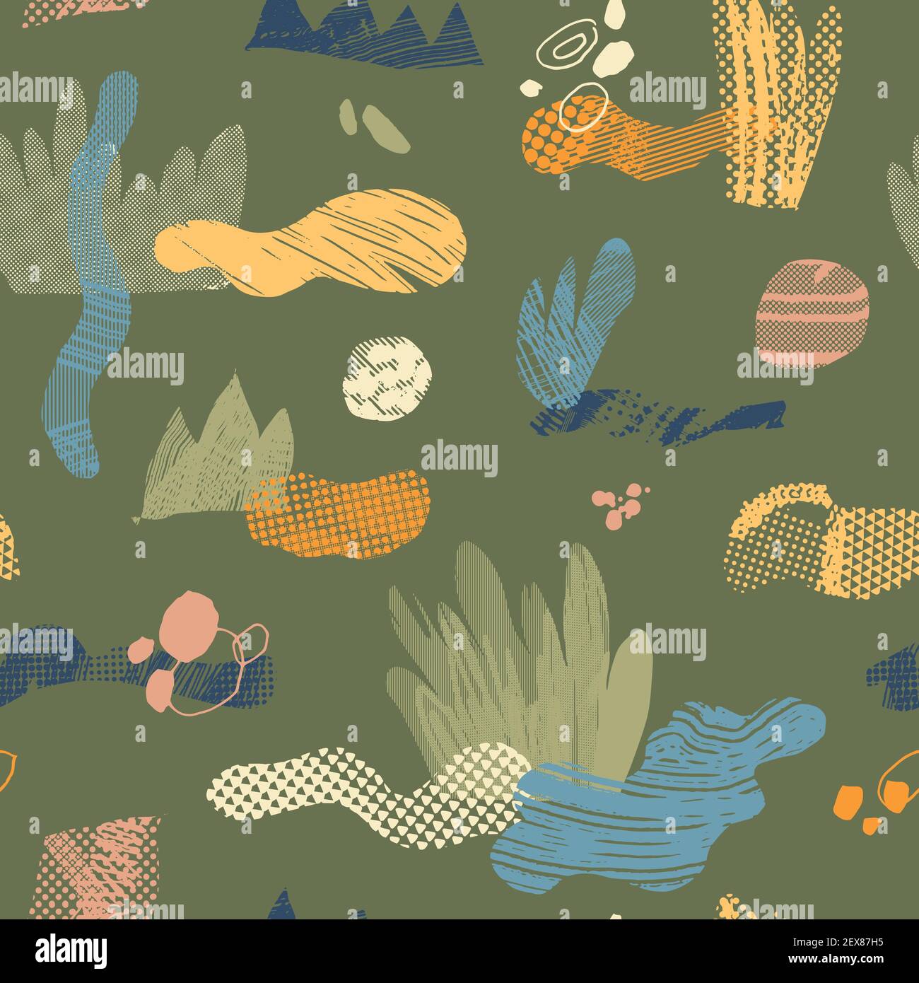 Vector abstract seamless pattern with natural and geometric motives ...