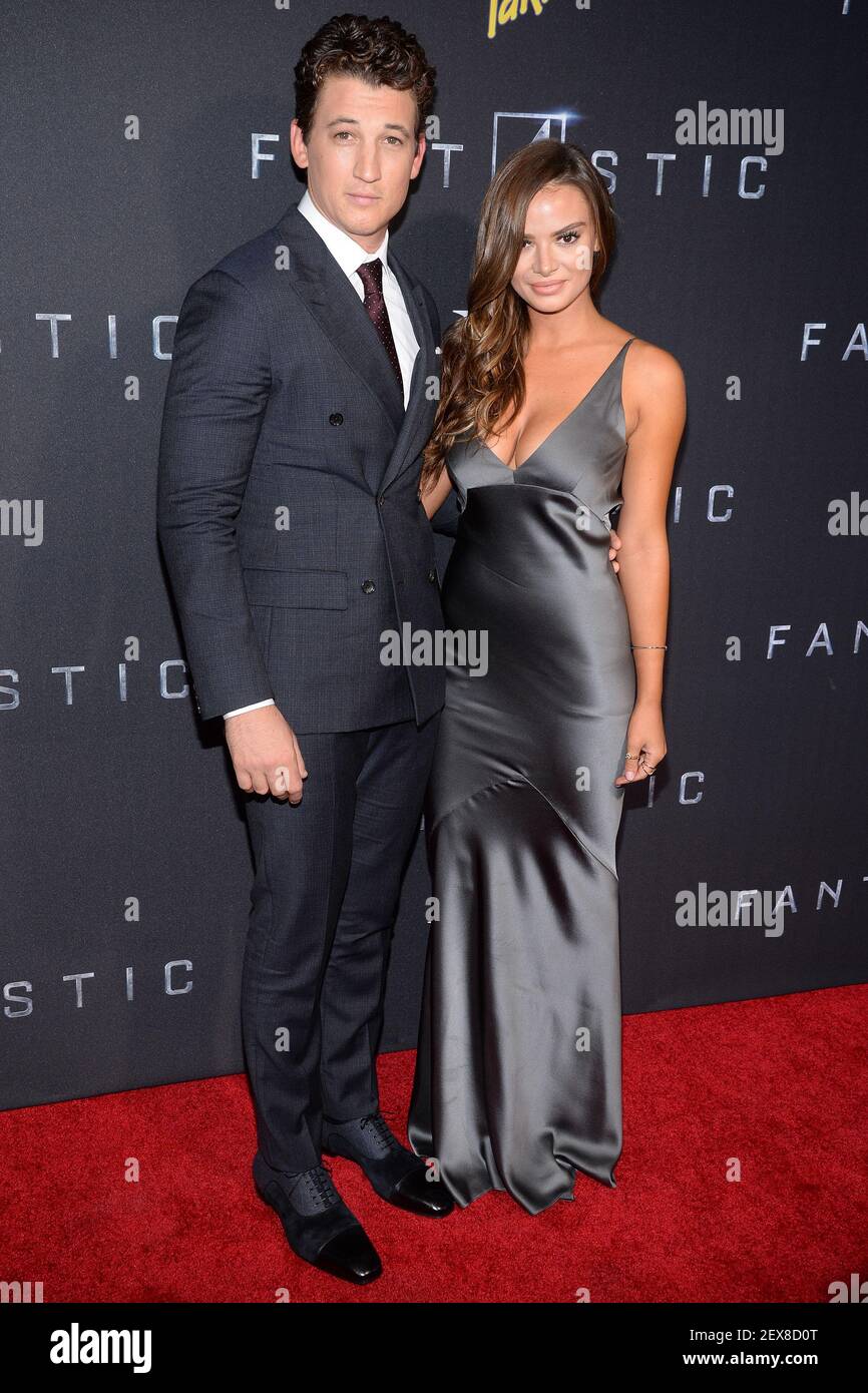 (L-R) Actor Miles Teller and Keleigh Sperry attend the "Fantastic Four ...