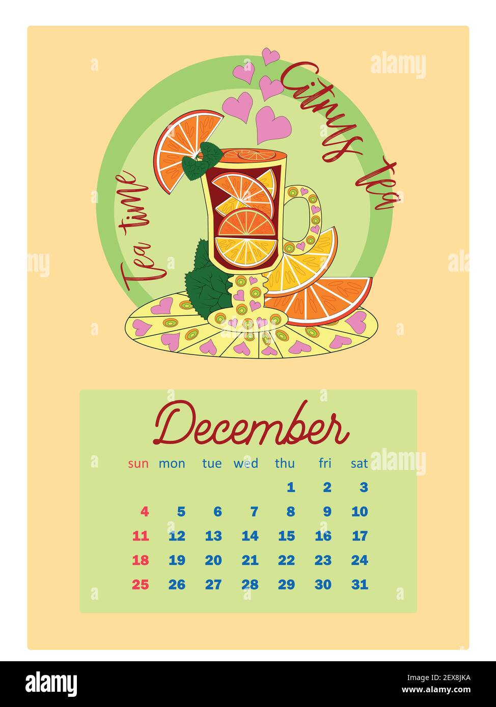 Drinks calendar 2022 with seasonal dessert of various tea, coffee ...
