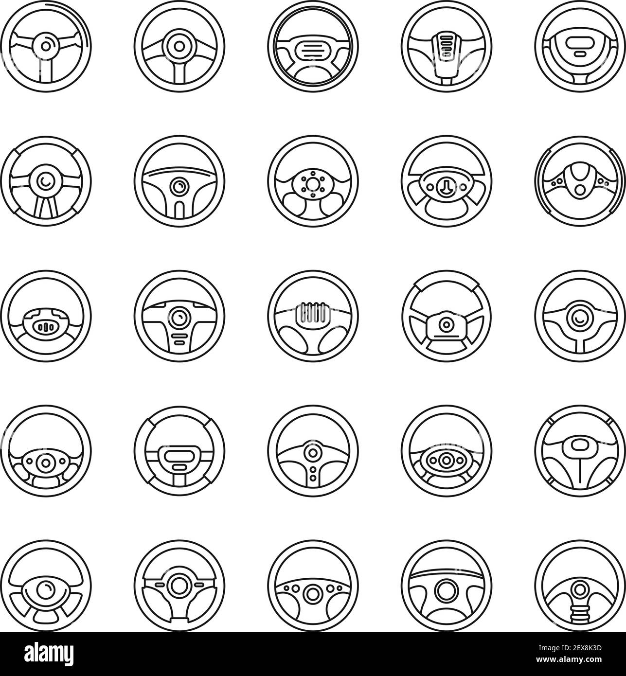 Part car steering wheel icons set, outline style Stock Vector Image ...