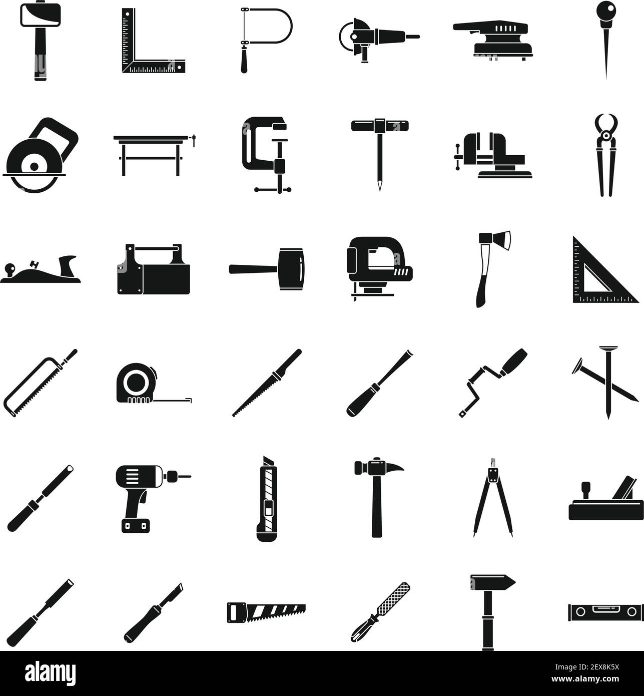 Modern carpenter tools icons set, simple style Stock Vector Image & Art ...