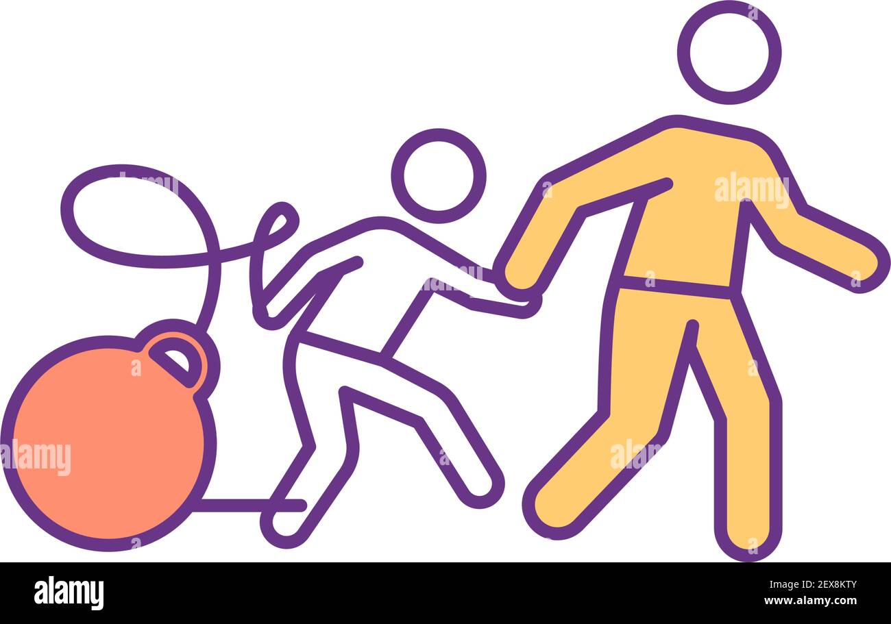 Helping child overcoming difficulties RGB color icon Stock Vector Image ...