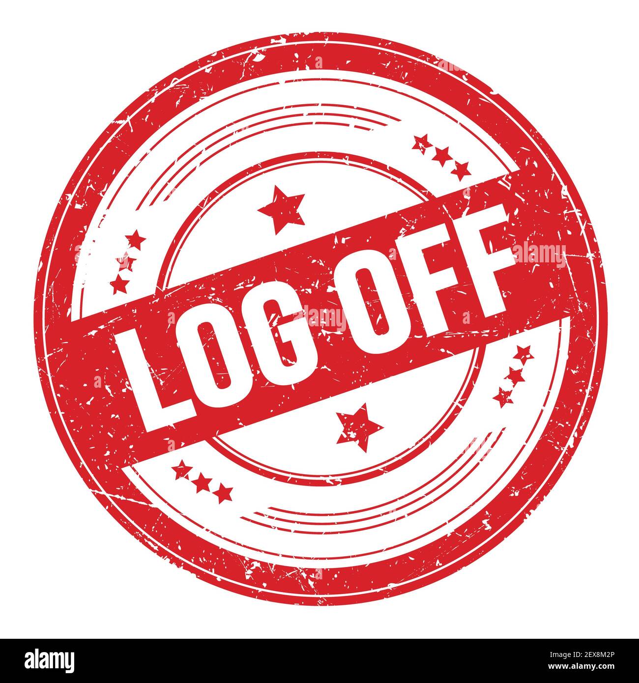 LOG OFF text on red round grungy texture stamp Stock Photo - Alamy