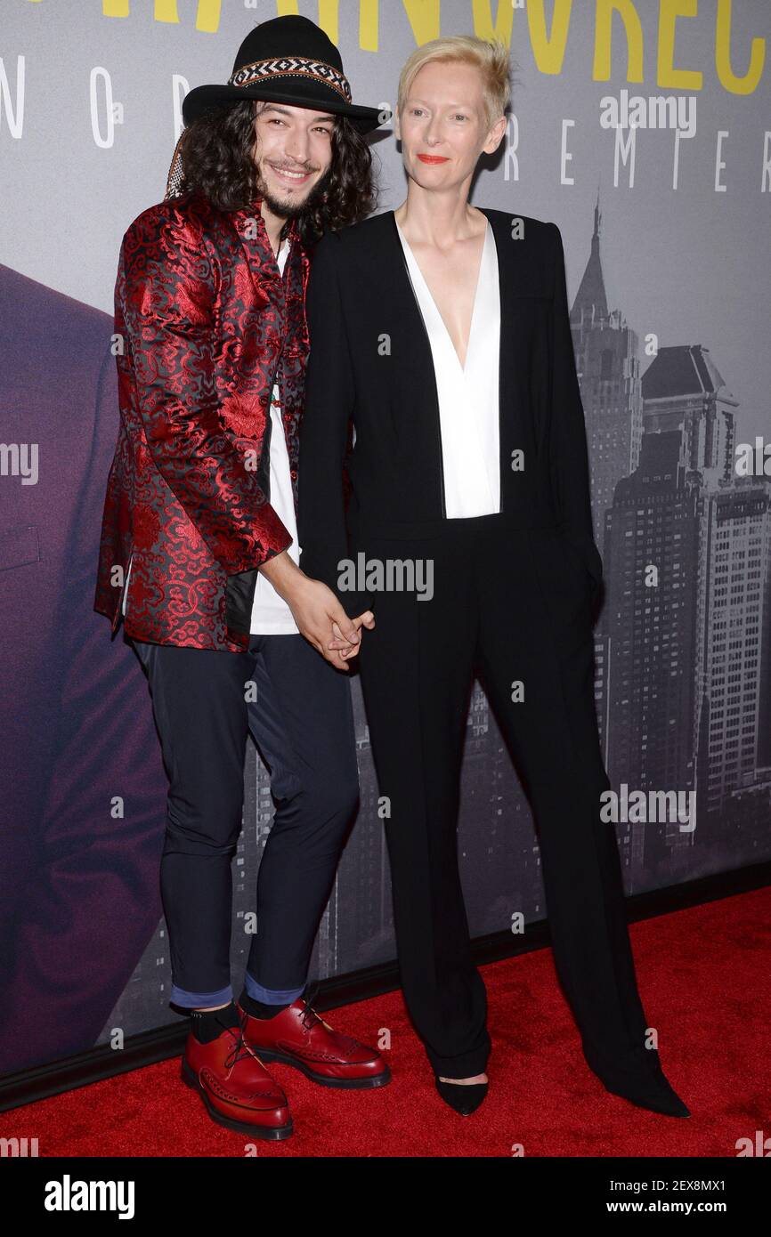 (L-R) Ezra Miller and Tilda Swinton attend the 'Trainwreck' New York ...