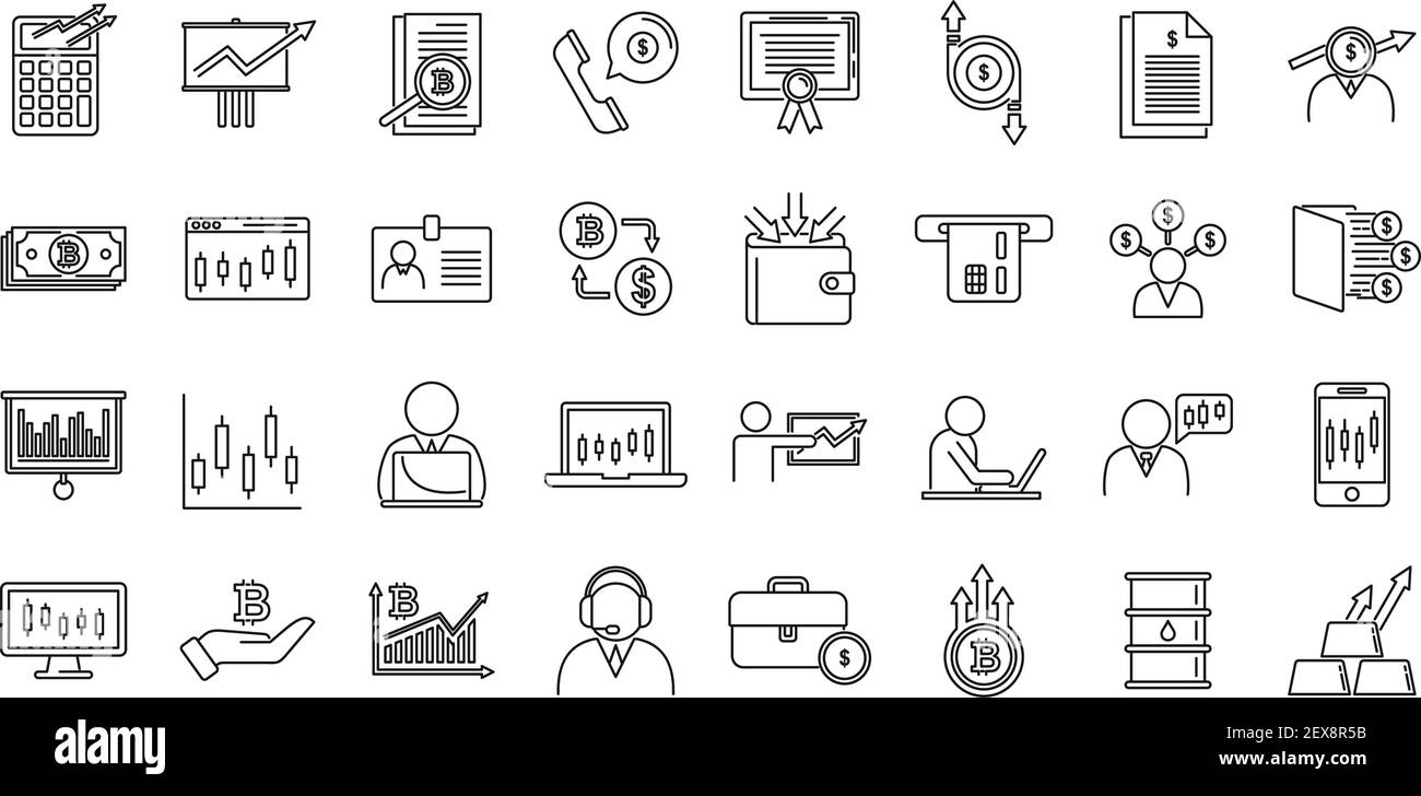 Trader icons set, outline style Stock Vector Image & Art - Alamy