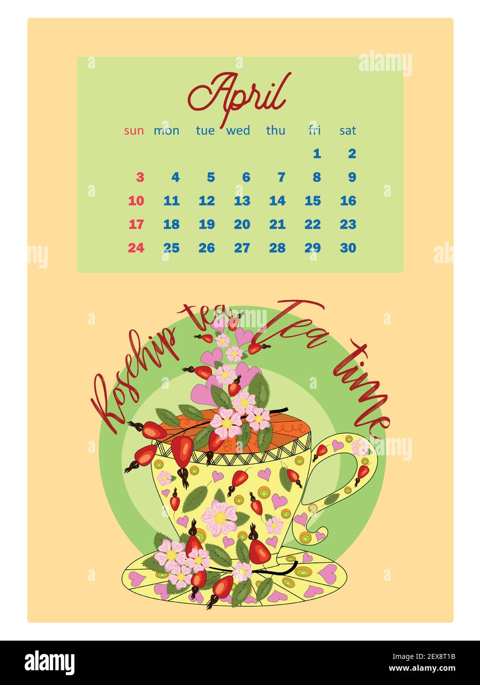 Drinks calendar 2022 with seasonal dessert of various tea, coffee ...