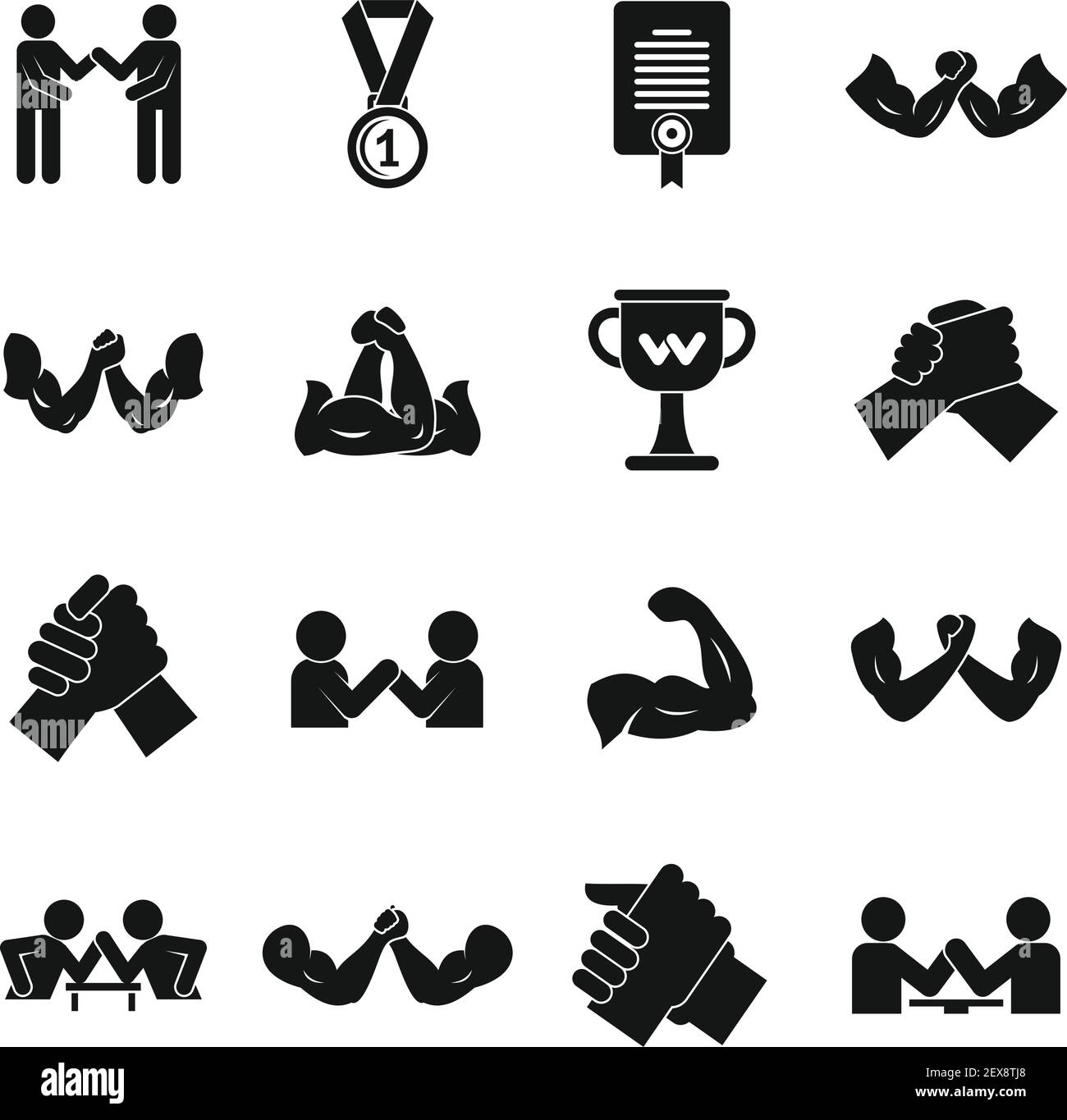 Arm wrestling icons set, simple style Stock Vector Image & Art - Alamy