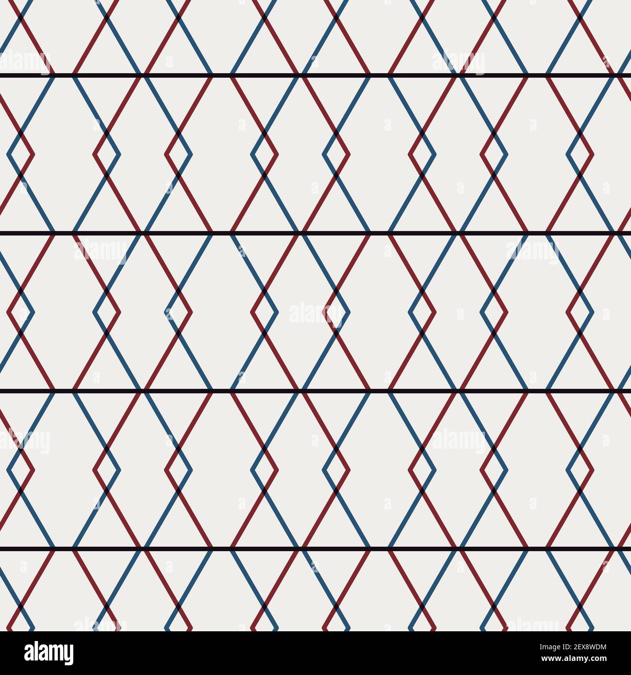 Seamless geo pattern in red blue black white Stock Photo - Alamy